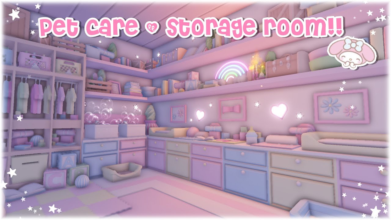 adopt me kawaii vip house speed build part 7 | pet care & storage room ...