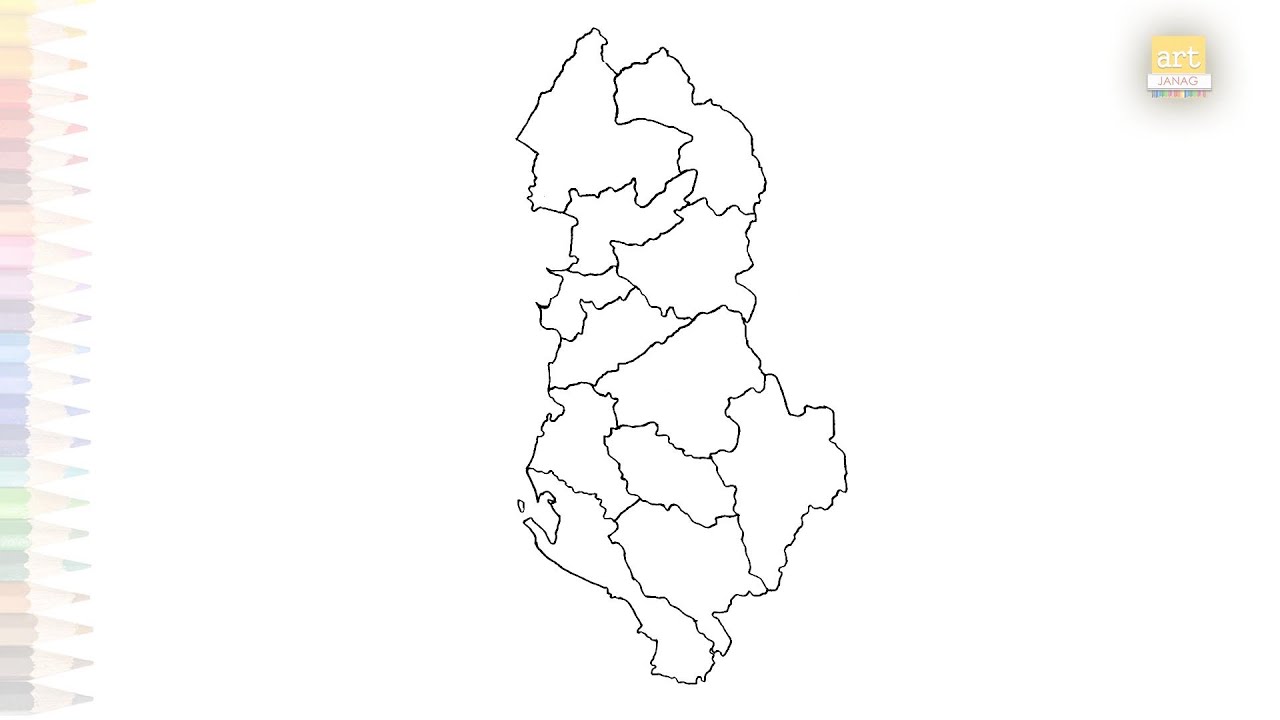 Albania map with capital province outline drawing easy |Outline Art ...
