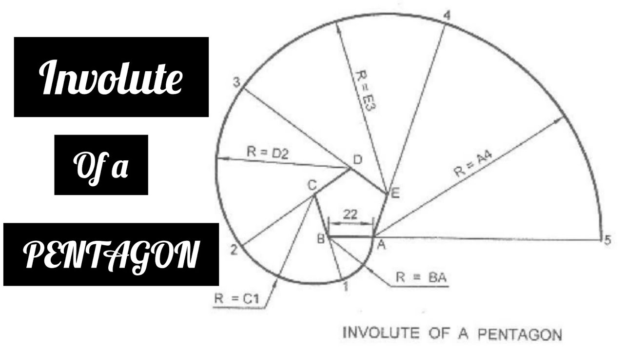 INVOLUTE OF A PENTAGON - in | Technical drawing | Engineering drawing ...
