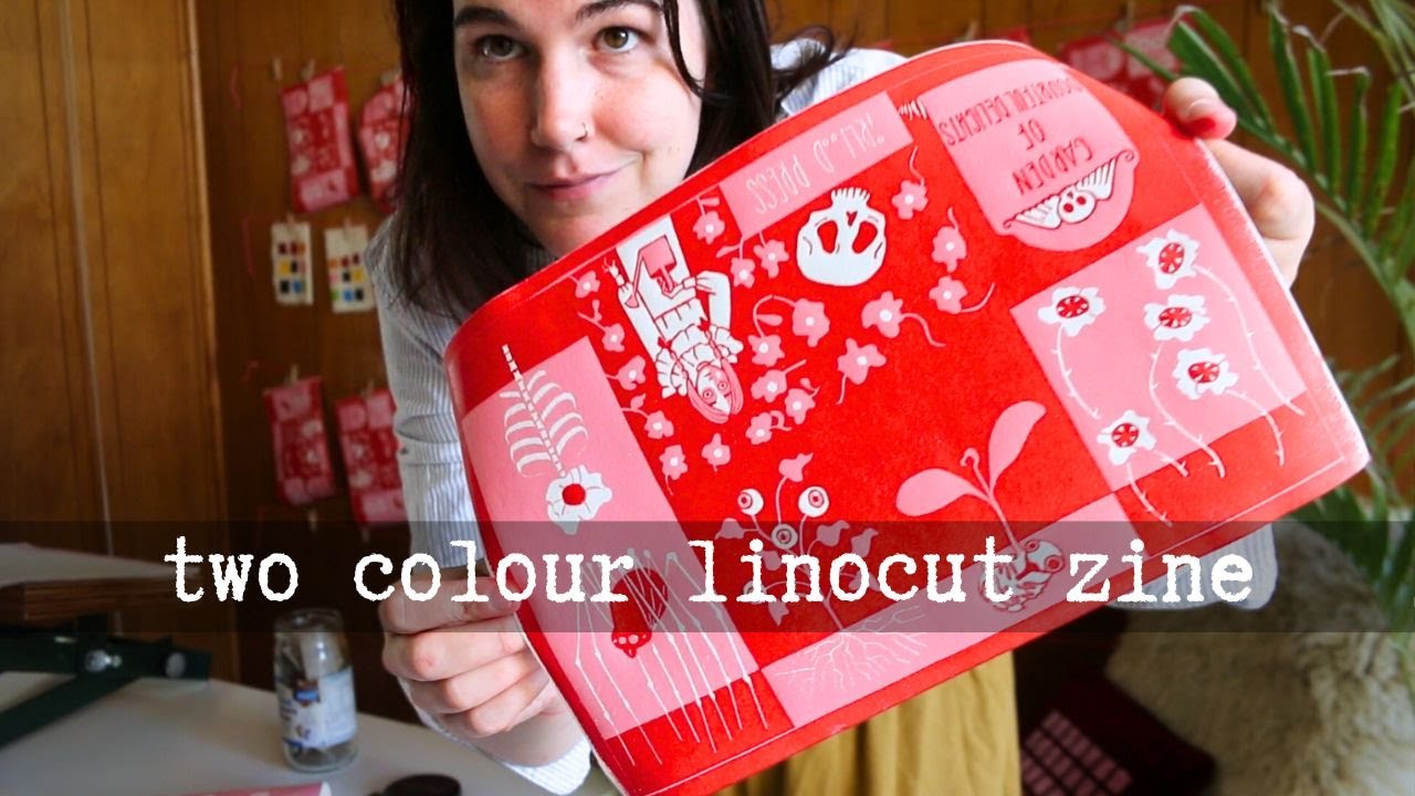 printmaking studio vlog | part 2 of my linocut zine + creative ...