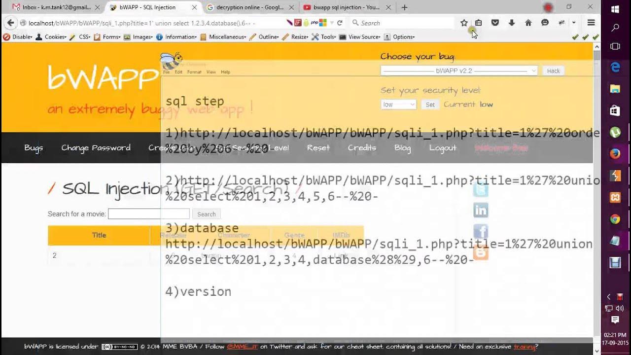 bWAPP SQL Injection GETSearch - YouTube