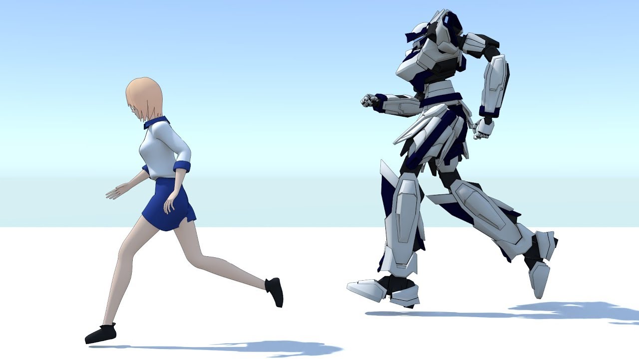Anime Girl + Mecha Run Cycle Animation - YouTube