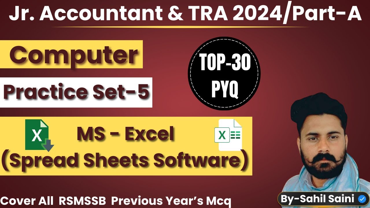 Jr. Accountant | Computer practice set-5|MS Excel (Spread Sheets Software) ||Top-30 PYQ - YouTube