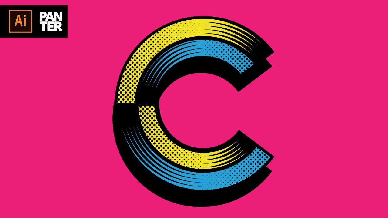 How to Design Vintage Pop Art Letter in Illustrator - YouTube