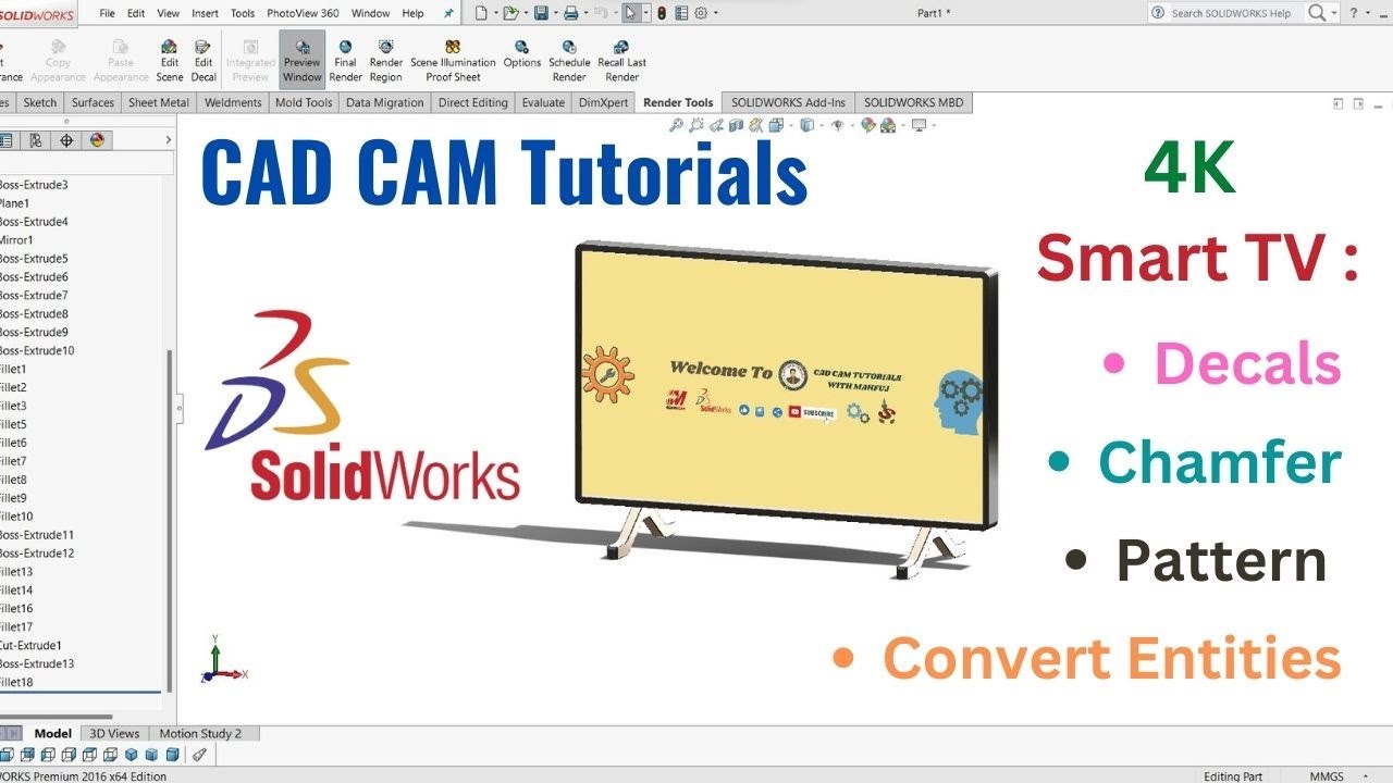 SolidWorks: Smart TV Design । TV Design । CAD CAM Tutorials With Mahfuj ...