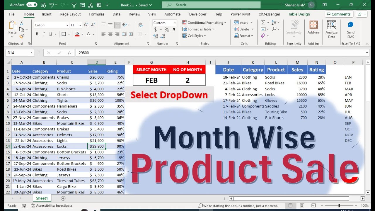 month wise product sales in excel format - YouTube