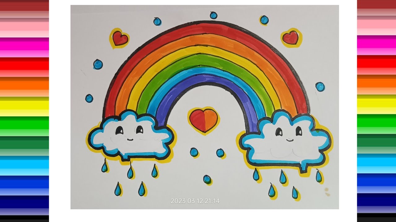 Cloud Rainbow Drawing, colouring and painting for kid's & Toddler | let ...