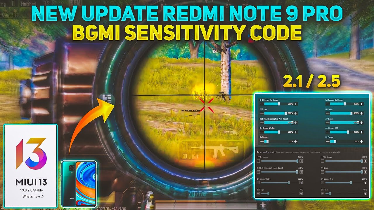 REDMI NOTE 9 PRO BGMI SENSITIVITY🔥|| NEW UPDATE 2.1/2.5 PUBG ...