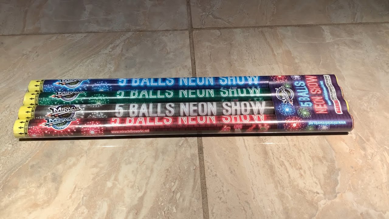5 Balls Neon Show by Miracle Fireworks - YouTube