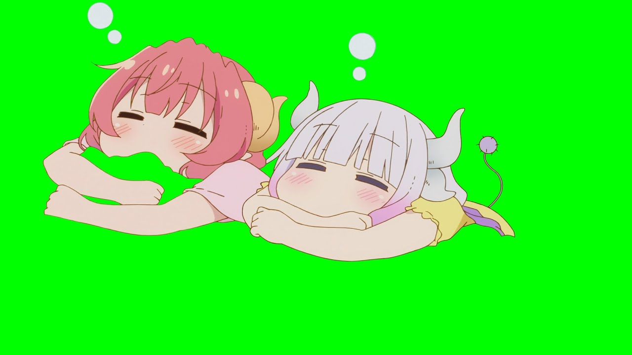 【4K GREEN SCREEN】Sleeping Kanna and Ilulu ~Miss Kobayashi's Dragon Maid ...
