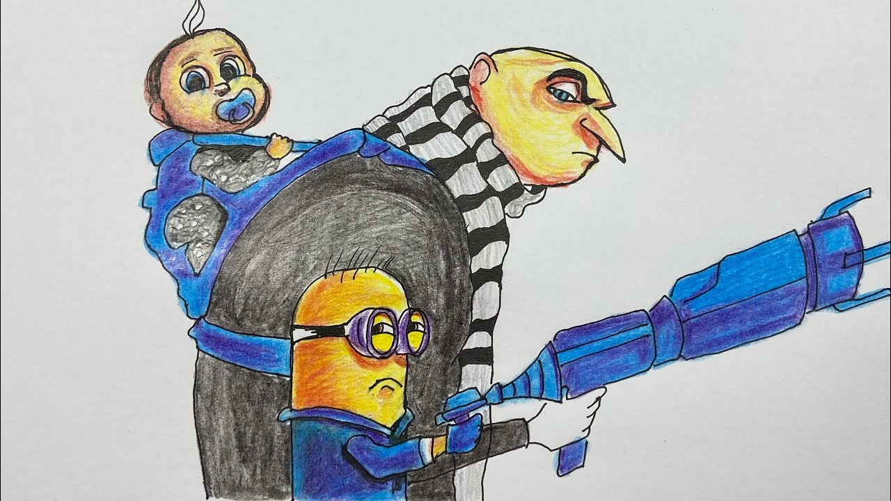 Drawing Despicable Me 4 // how to draw gru and minion - YouTube