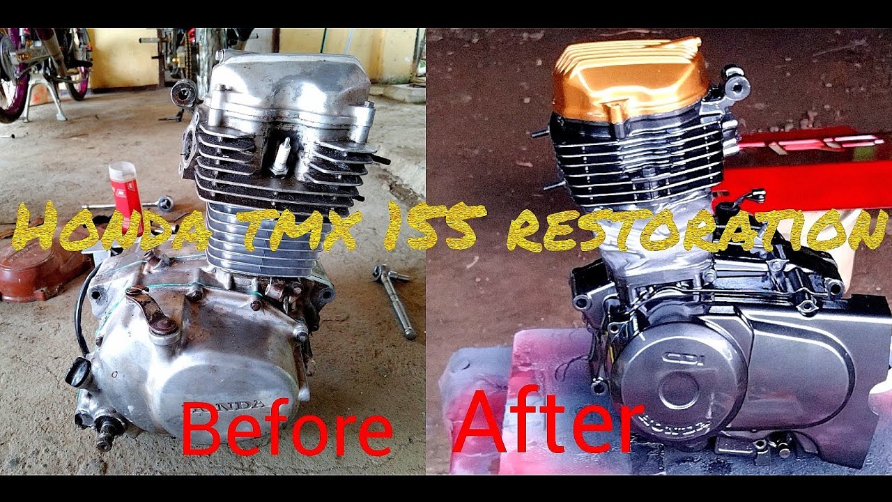 Honda tmx 155 restoration part 2,engine overhauling and painting - YouTube