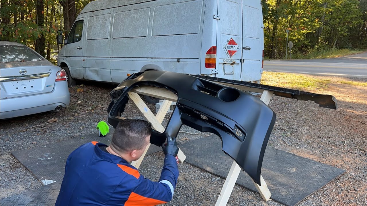 Chrysler 300C Front Bumper Prep and Paint with plastic adhesive ...