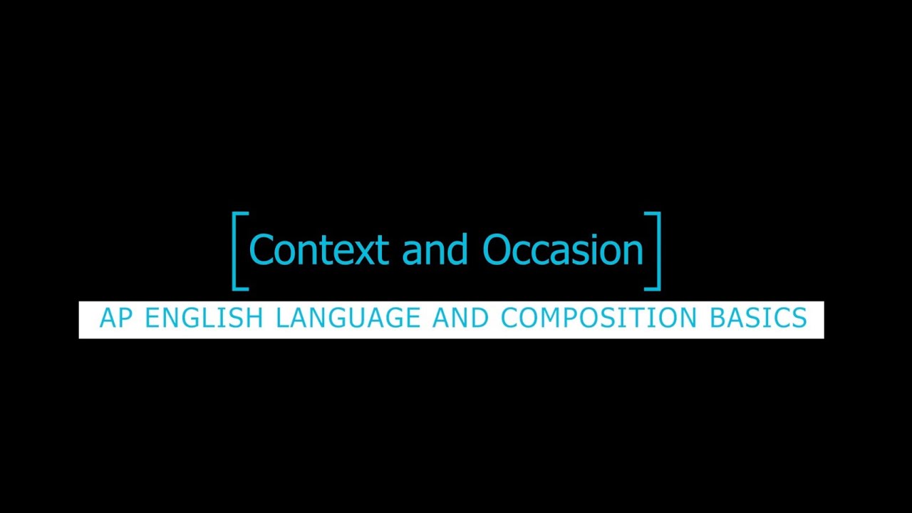 Context, Occasion...and exigence: Rhetoric Basics - YouTube