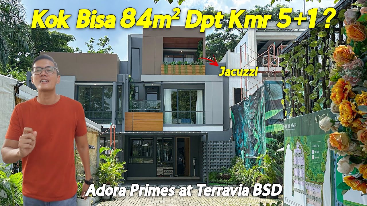 Rumah Tanah 84m2, 3 Lantai Kamar 5+1 Jantung Kota BSD City, Adora Tipe 7 di Terravia - YouTube