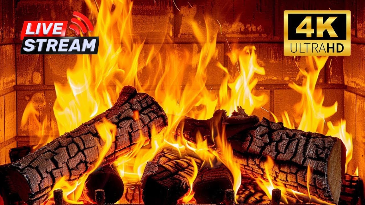 FIREPLACE 4K (LIVE 24/7) 🔥 Relaxing Fireplace with Burning Logs and Crackling Fire Sounds - YouTube