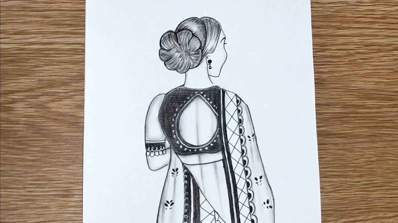 How to draw a beautiful traditional girl || Very easy pencil drawing ...