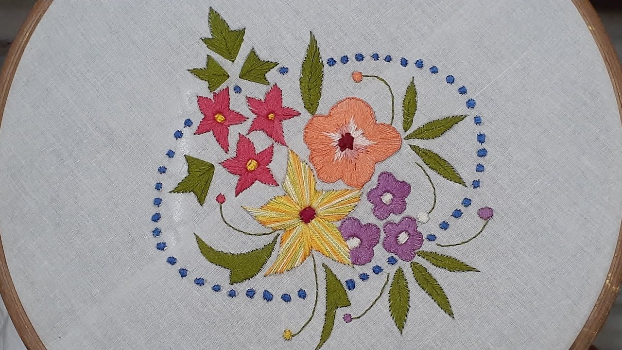 Beautiful flowers desain ll Easy hand embroidary for beginners ll New ...