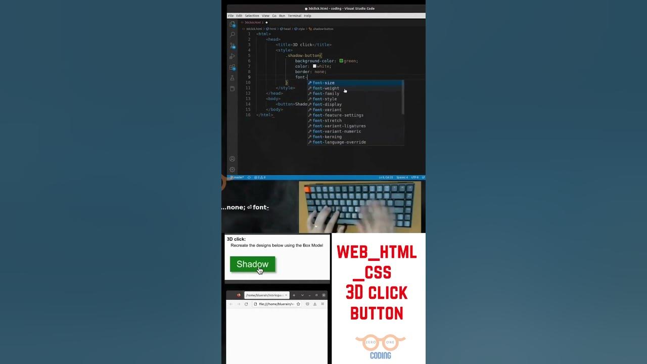 Html Css Asmr Button 3d Basic Html Css How To Code 3d Click Button Asmr Programming