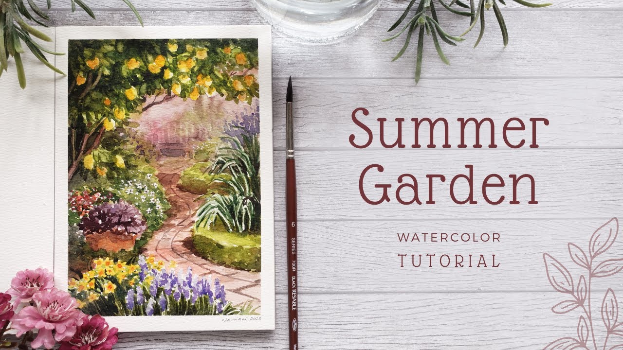 Summer Garden Watercolor Tutorial - YouTube