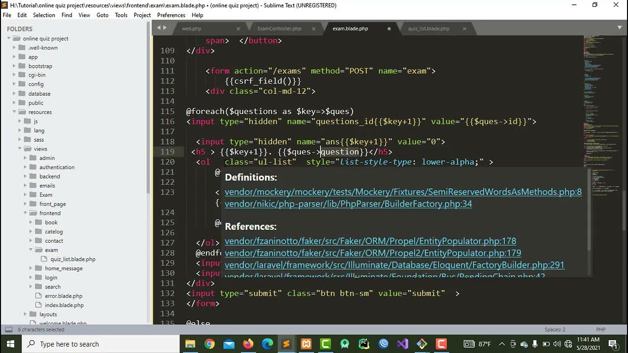 Online Quiz System in laravel Online exam in laravel part 4 - YouTube