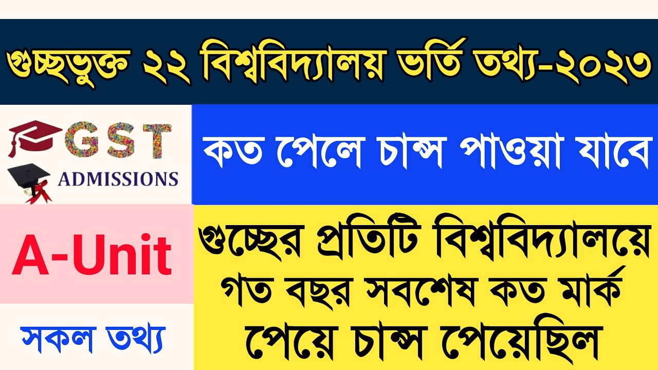 গুচ্ছ ক ইউনিটের কাট মার্ক ২০২৩ || Gst A unit cut marks-2023 || Guccho A ...