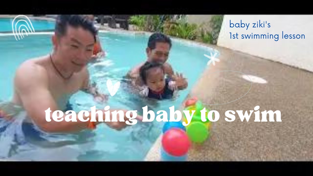 First swimming lesson of Baby Ziki with Coach Angelo Lozada and Ninang ...