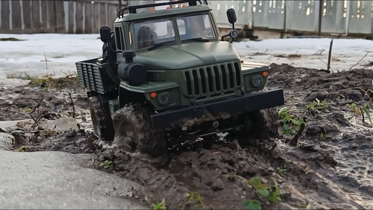 RC Урал 43206 4x4 на бездорожье. RC WPL Ural 43206 off road action ...