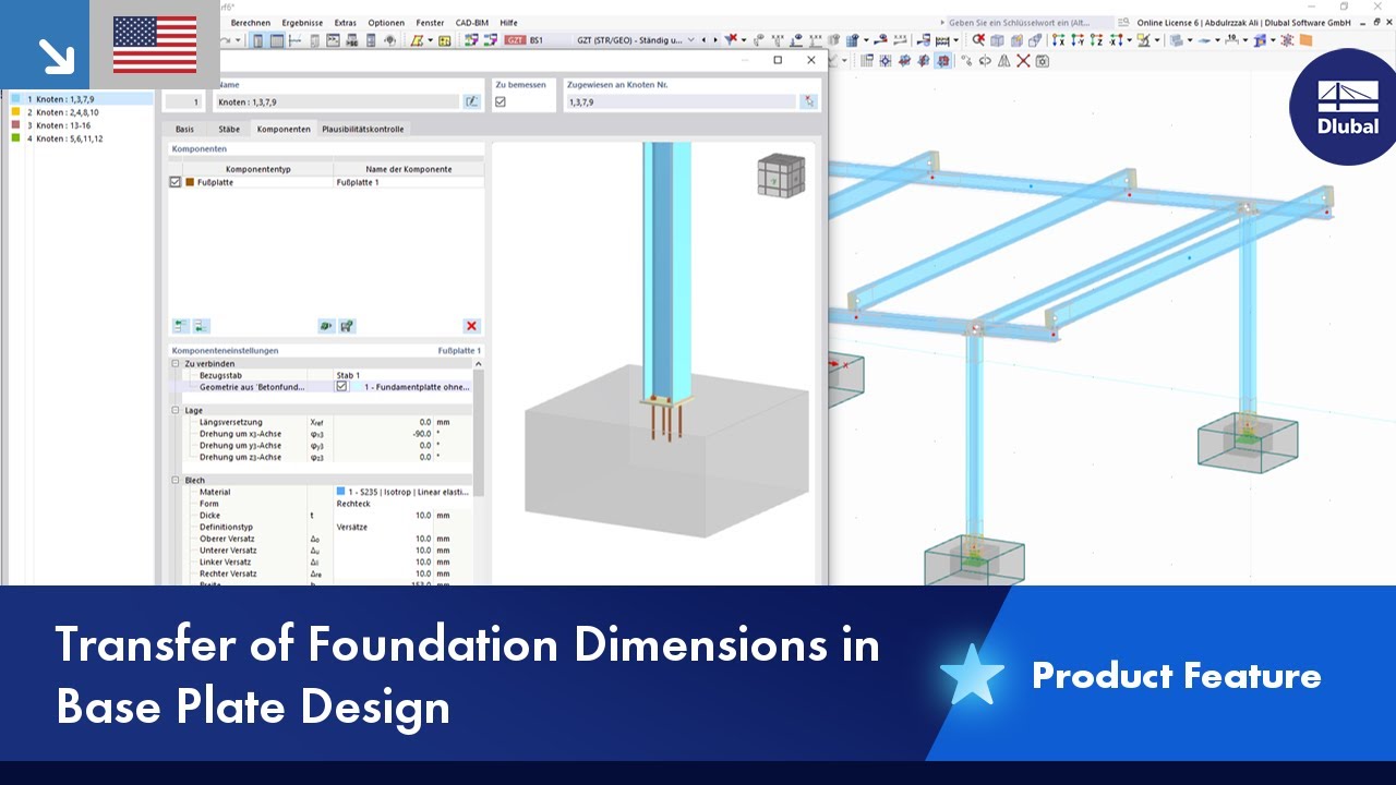 Transfer of Foundation Dimensions in Base Plate Design - YouTube