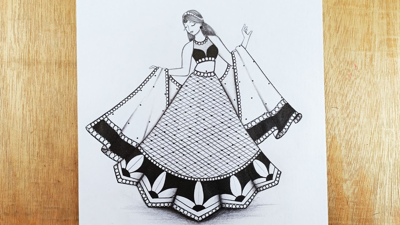 Girl With Beautiful Lehenga How To Draw A Girl With Lehenga drawing Girl With Beautiful Lehenga How To Draw A Girl With Lehenga drawing