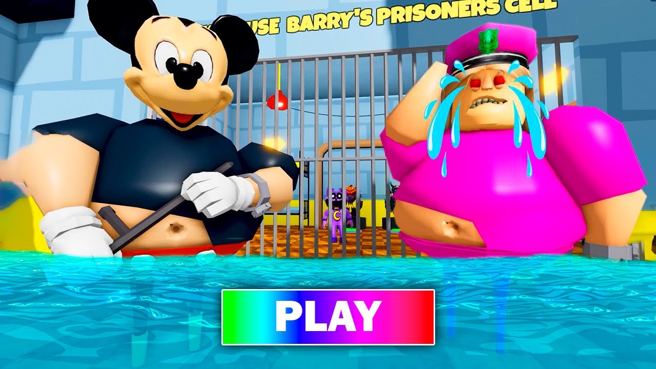 WATER NIGHTMARE MODE! Mickey Mouse BARRYS PRISON RUN! Scary OBBY ...