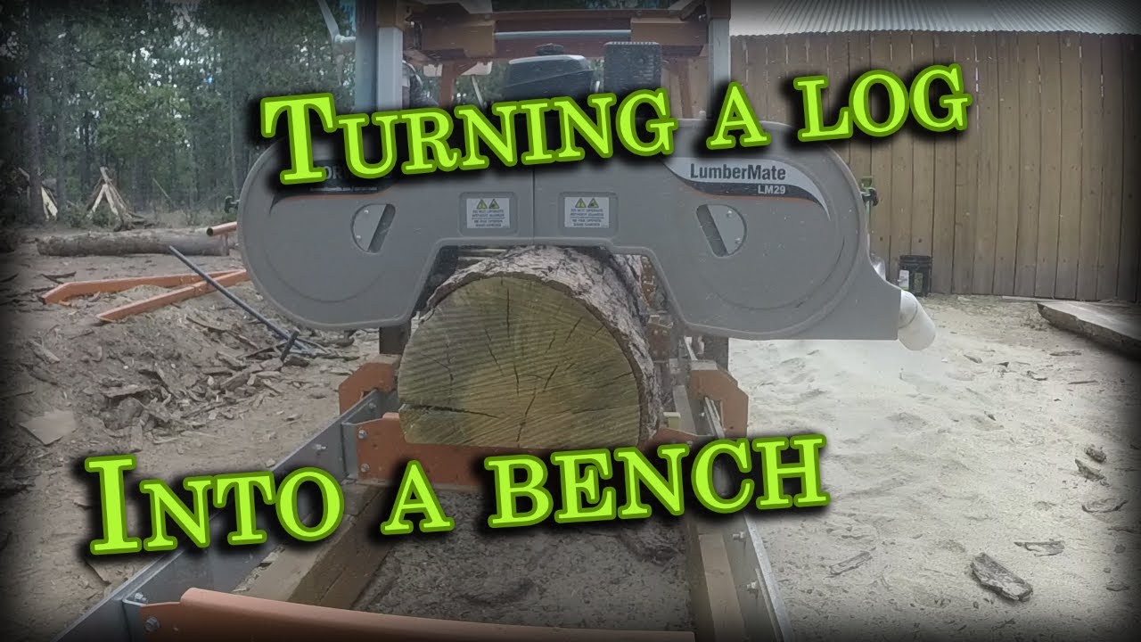 The making of a log bench, Blue pine log bench - YouTube