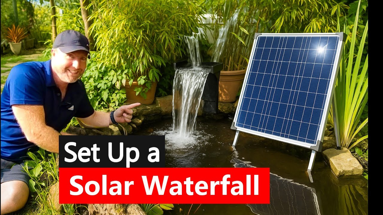 How to Install a Solar Waterfall in a Pond (Biling) | Step-by-Step ...