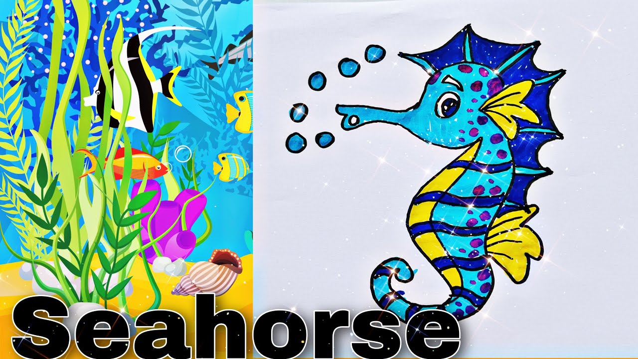 Fish ll Seahorse || How To Draw Seahorse || Easy Step by Step Seahorse ...