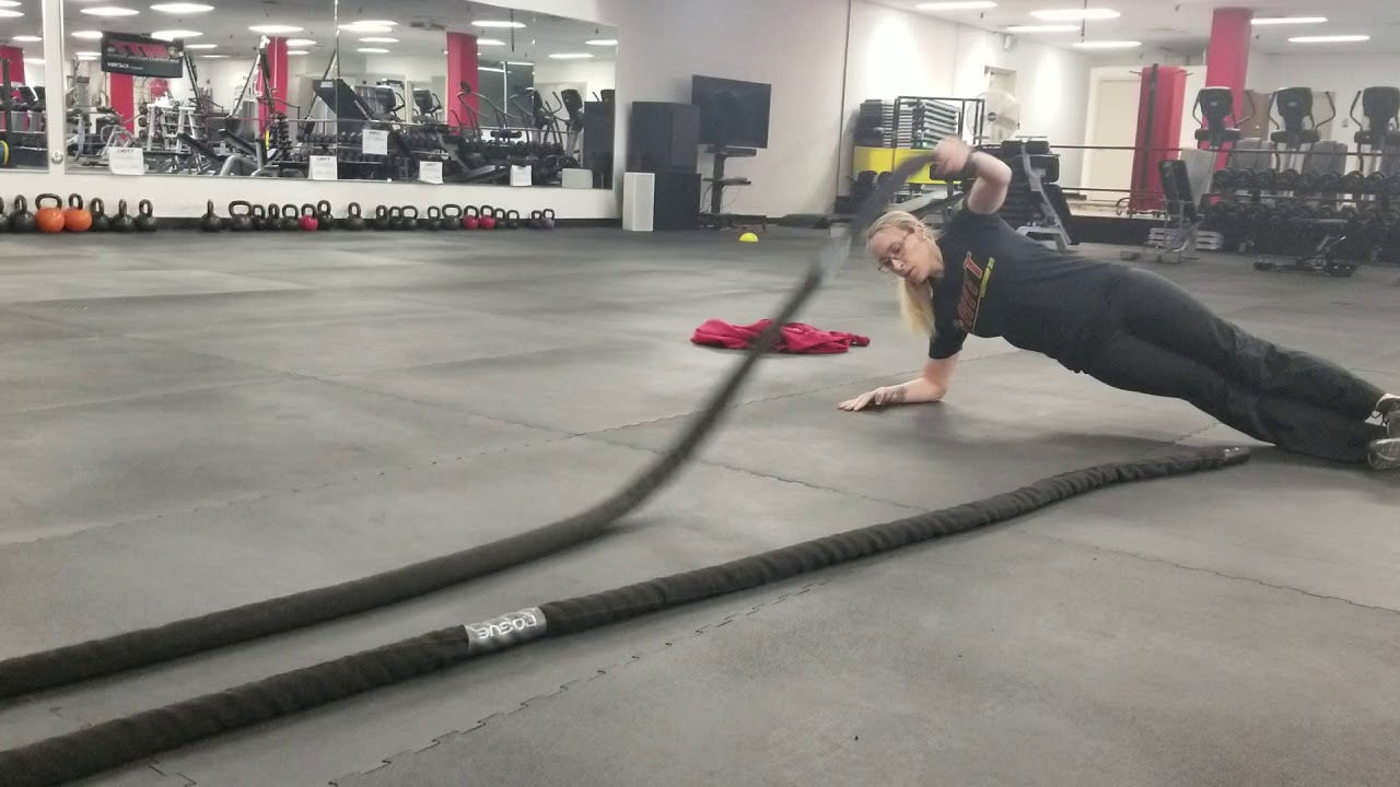 Battle rope side plank waves - YouTube