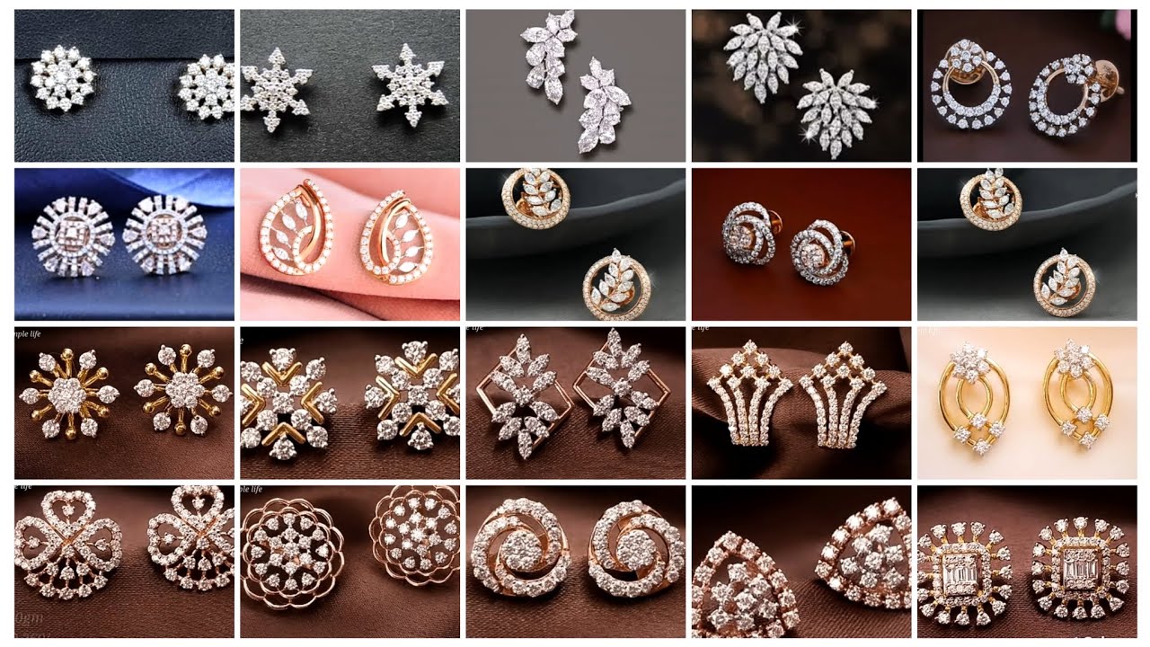 Latest diamond earrings stud collection | Diamond studs | Simple studs ...