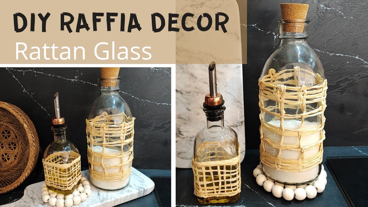 3 Ideas For Kitech Decoration | Raffia Wrapped Bottles | Cup Mat ...