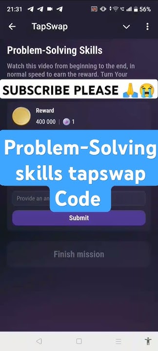 Problem-Solving skills tapswap Code | Problem-Solving skills tapswap code | #tapswapcode # ...