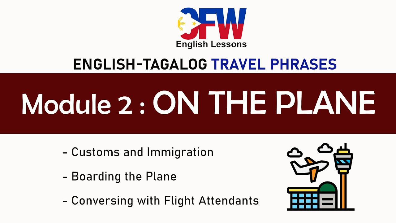 ON THE PLANE | English Travel Phrases with Tagalog Translation | Mag ...