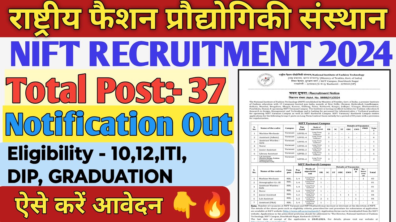 NIFT Recruitment 2024 | national Institute of fashion technology ...
