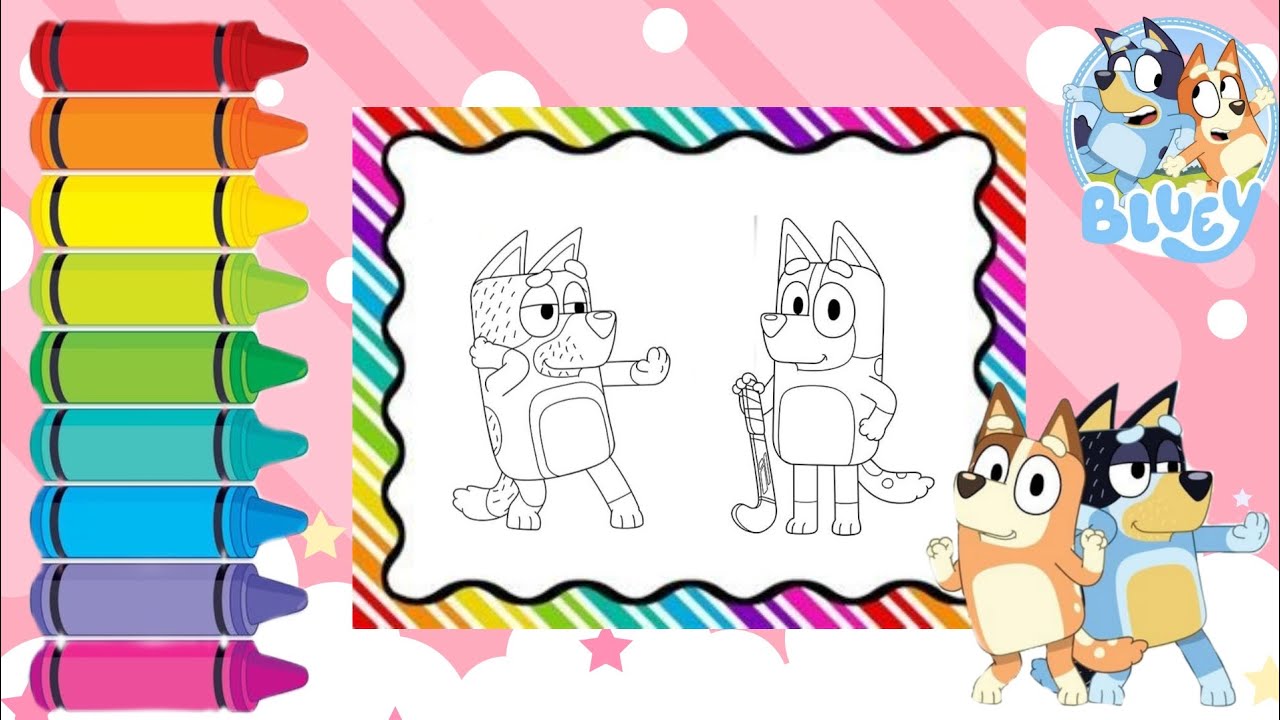 Bluey Bandit and Chilli Coloring | Coloring video for kids # ...