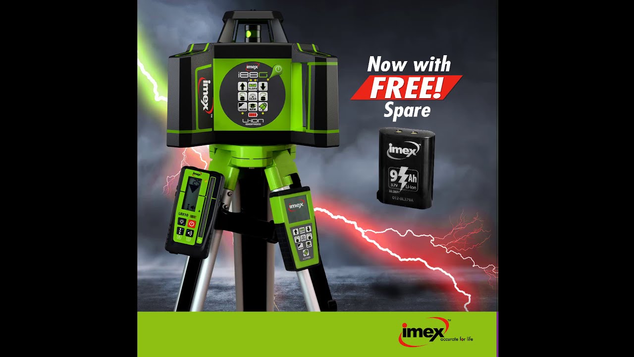 Imex iSeries Rotary Lasers Extra Battery - YouTube