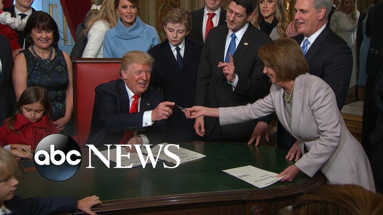 Trump, Lawmakers Joke About Pens During Law Signing - YouTube