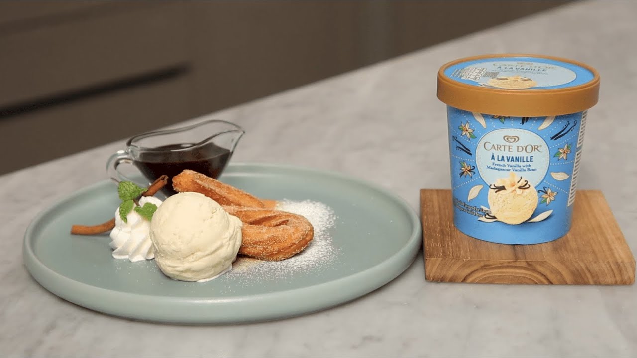 Vanilla Ice Cream Churros Delight - YouTube