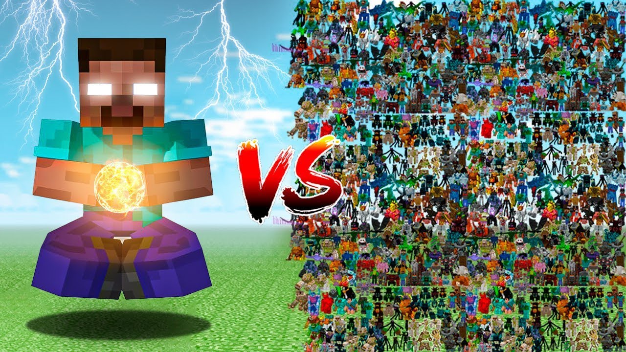 HEROBRINE vs 500 RANDOM MOBS! In Minecraft! - YouTube