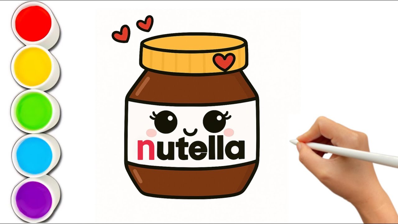 How To Draw Cute Nutella | Easy Step By Step Nutella Drawing and ...