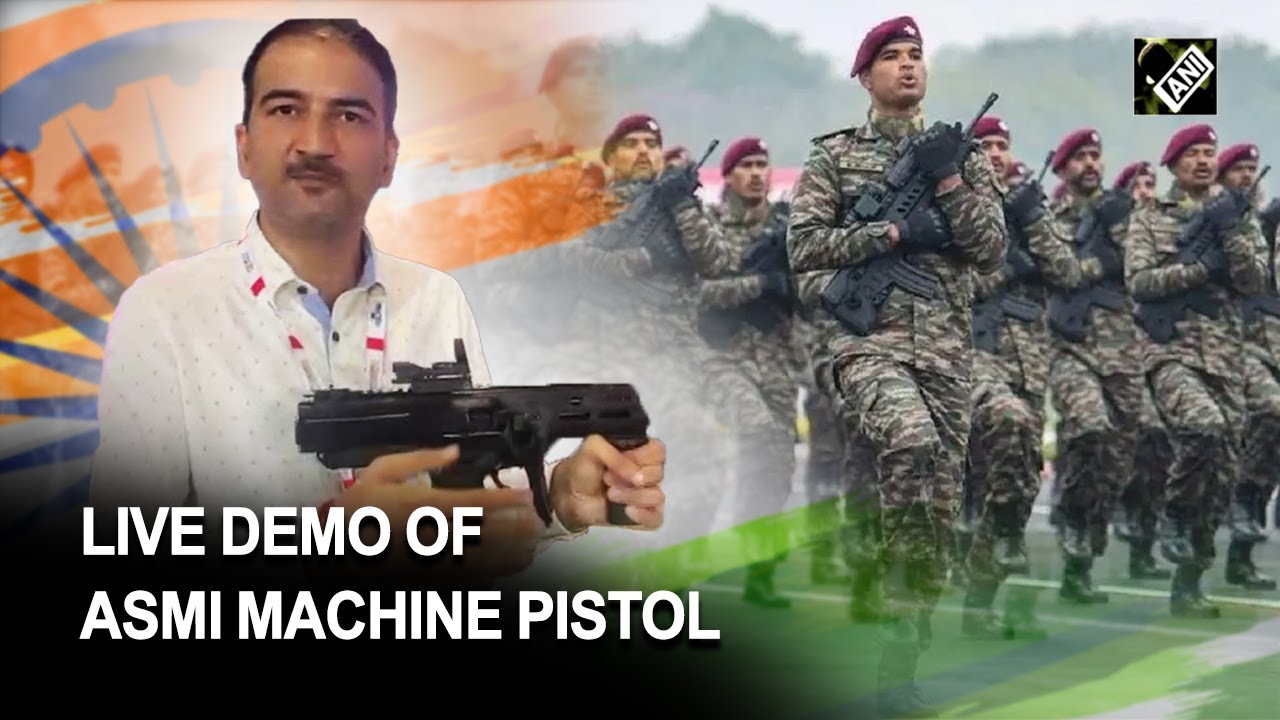 Gujarat: Live demo of ASMI machine pistol at DefExpo 2022 - YouTube