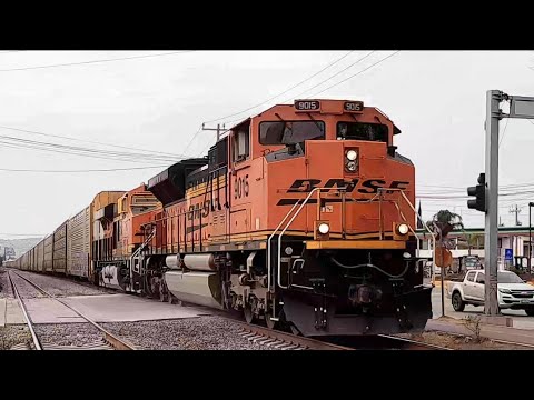 Tren Automotriz al Sur, pasando León Guanajuato, liderado por una una SD70ACe de BNSF ( 9015 ...