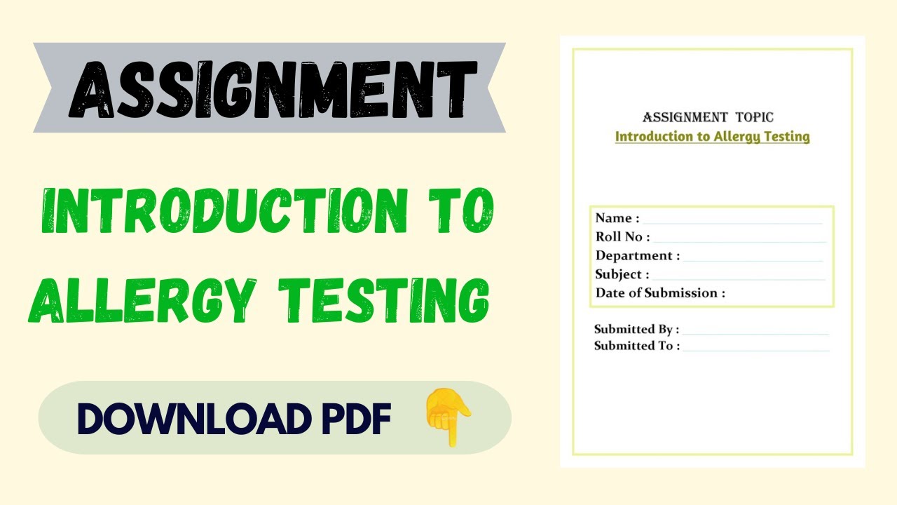 Introduction to Allergy Testing Assignment | Pharmacology Assignment ...