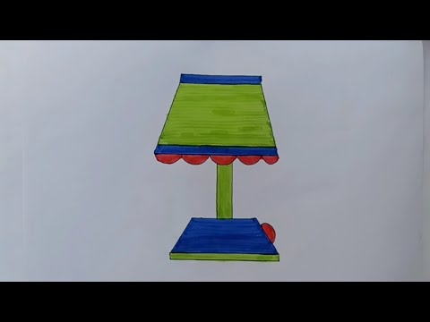 How to draw a table lamp ll Table lamp drawing easy steps ll Table lamp ...